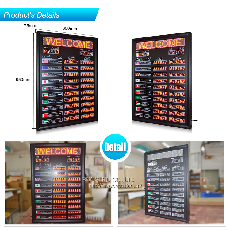 Indoor 1.2''+1.0" Red Led Digital Currency Exchange Rate Board - Buy ...